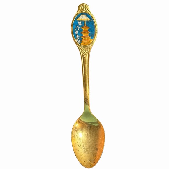 Dining | Vintage Japanese Souvenir Spoon With Enamel Pagoda Design ...